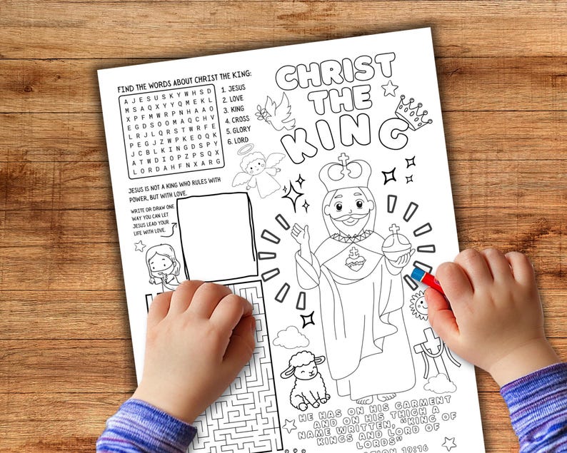 Christ the King Activity Page for Kids, Feast of Christ the King ...