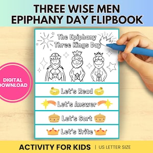 Three Wise Men Flipbook Craft for Kids, Epiphany Day Coloring Activity ...