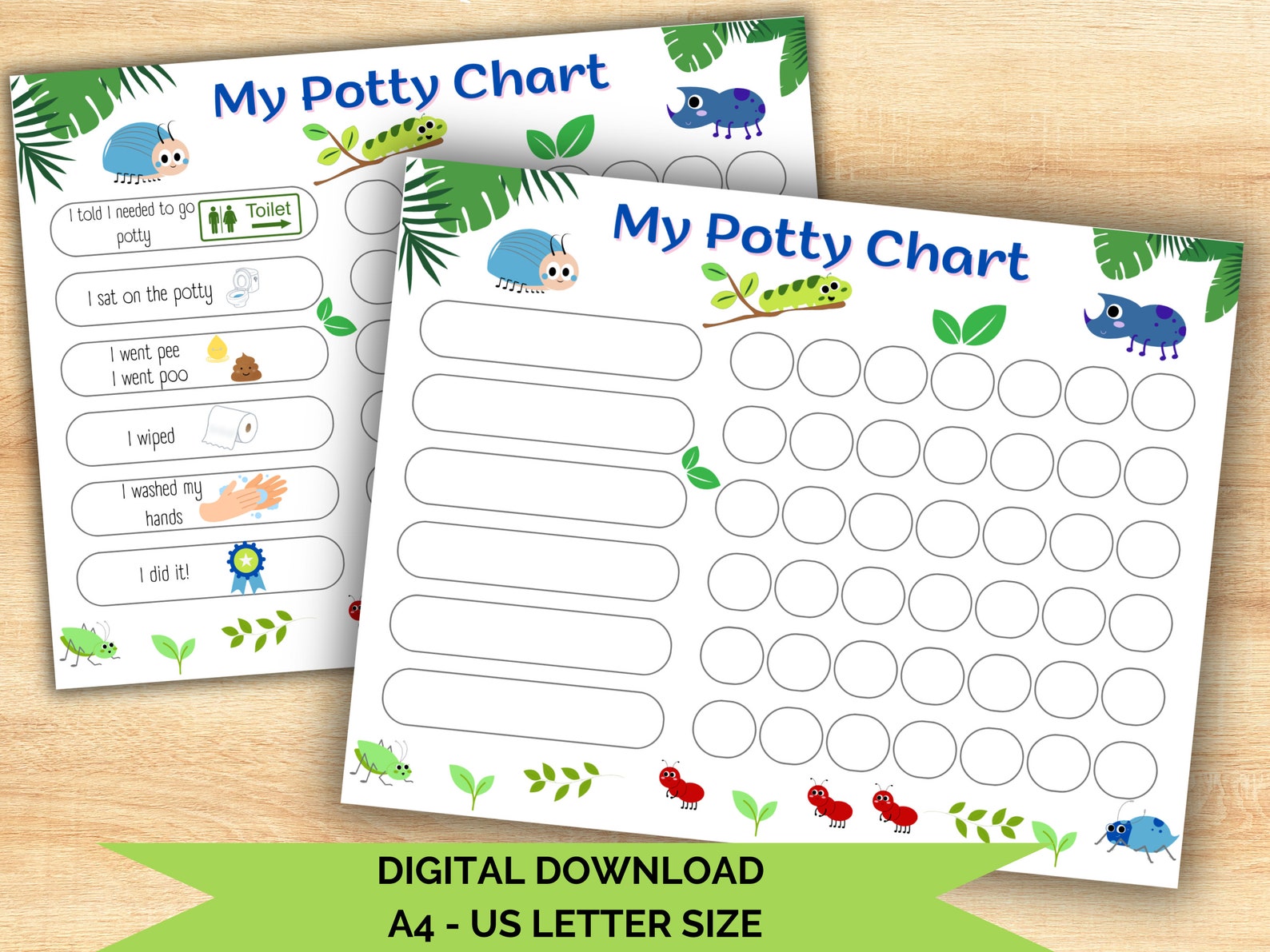 Potty Training Chart, Potty Printables Chart, Rewards Chart, Weekly ...