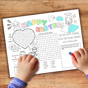 Holy Week Printable for Kids, Easter Activity Placemat for Kids, Easter ...
