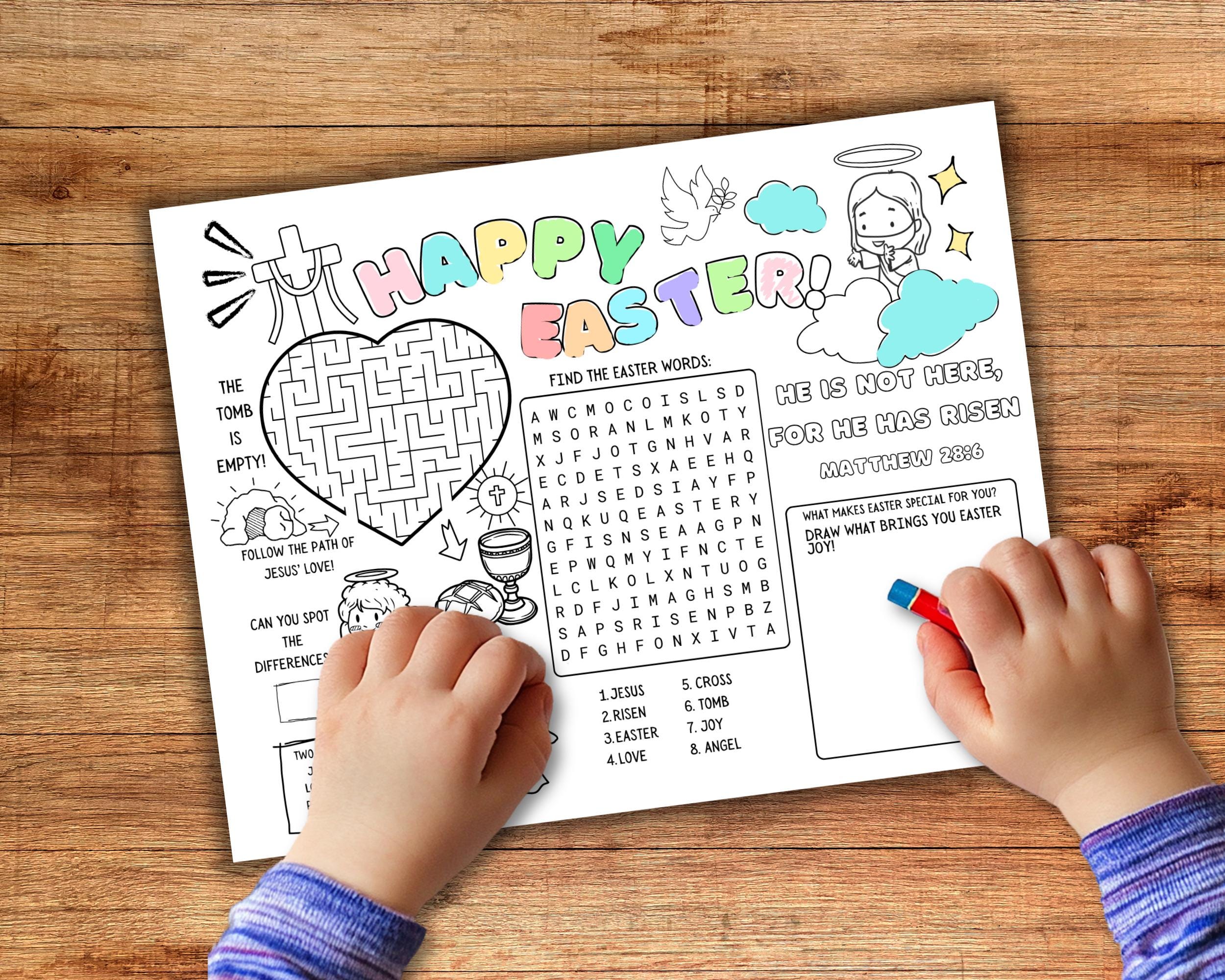 Holy Week Printable for Kids, Easter Activity Placemat for Kids, Easter ...