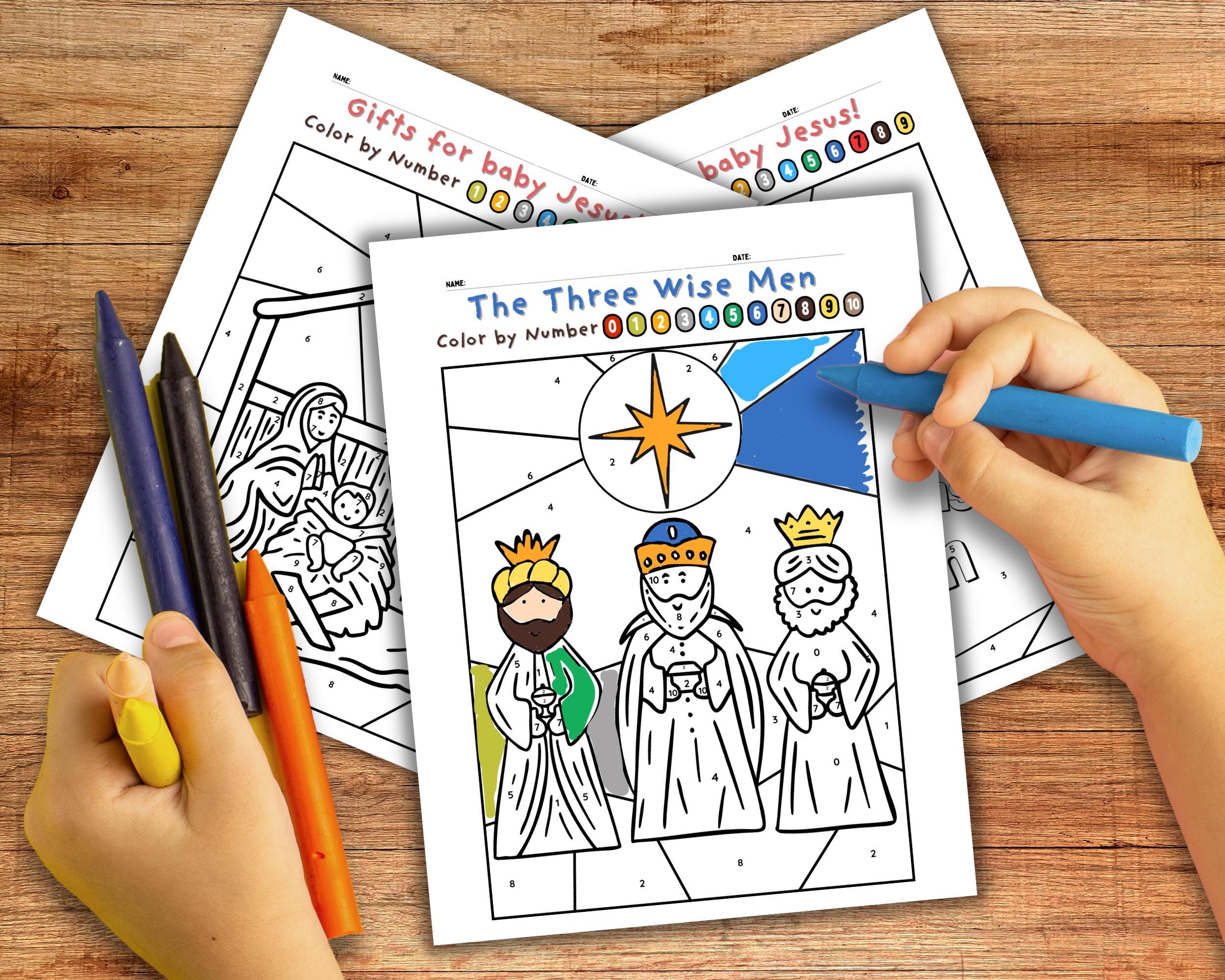 Epiphany Coloring Pages, Three Wise Men Color by Number Easy for ...