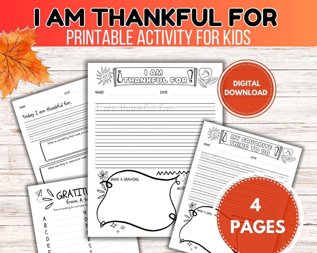 Thankful Printable Activity for Kids, Gratitude Activities, I Am ...