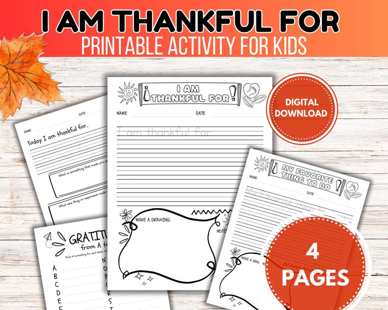 Thankful Printable Activity for Kids, Gratitude Activities, I Am ...