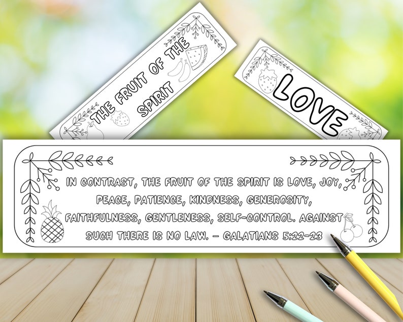 Fruits of the Spirit Coloring Bookmarks for Kids, Pentecost Sunday ...