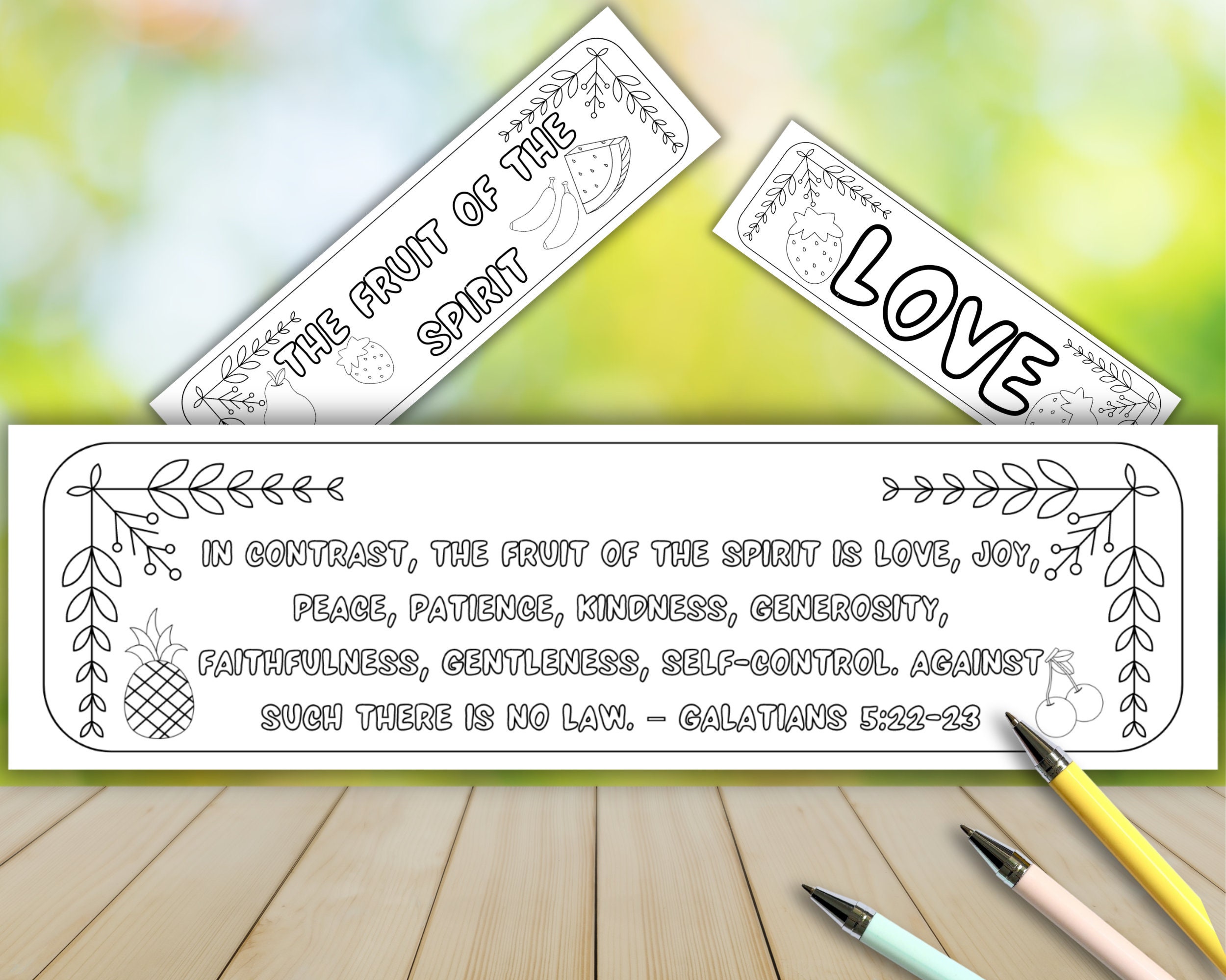 Fruits of the Spirit Coloring Bookmarks for Kids, Pentecost Sunday ...