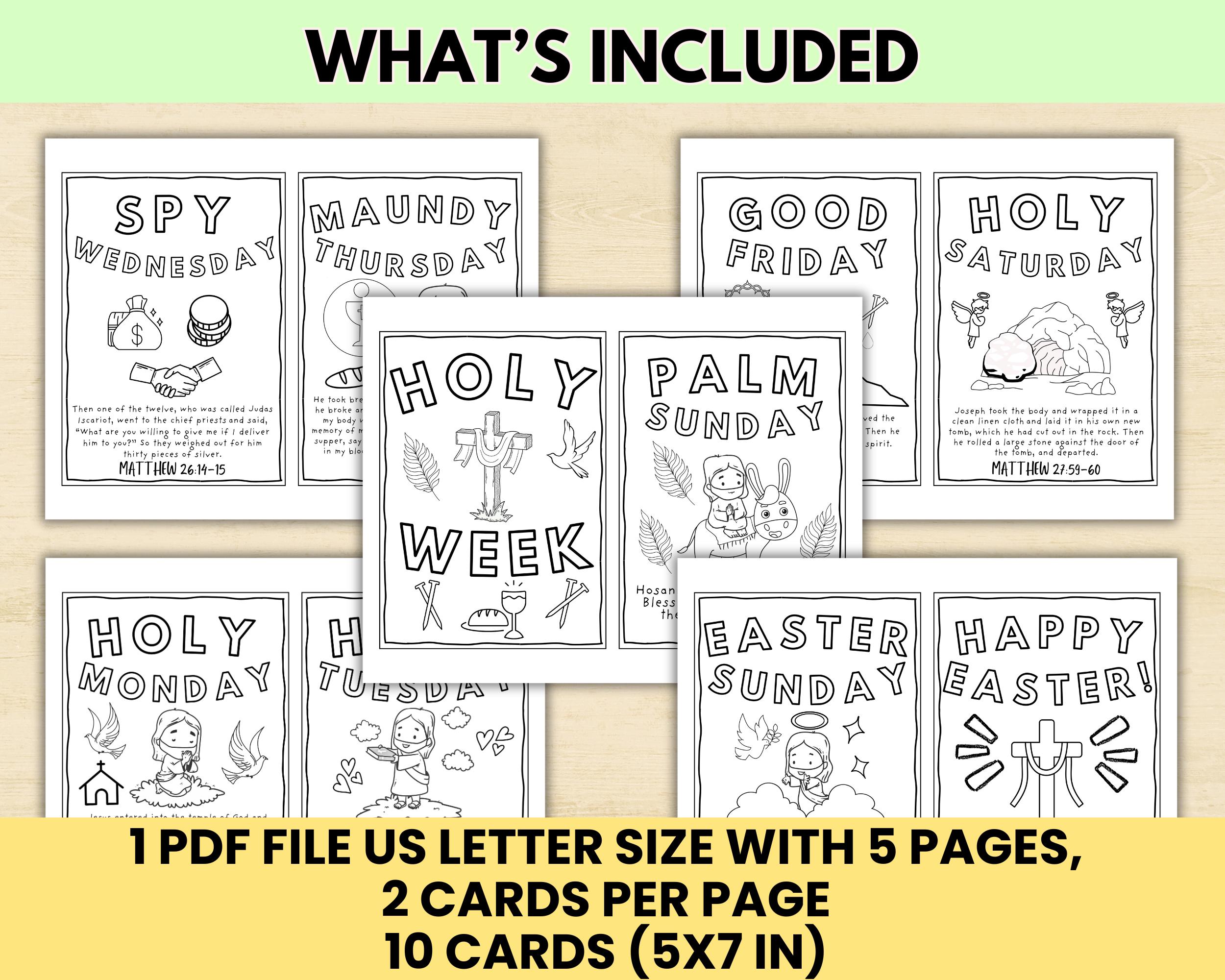 Holy Week Cards for Kids, Easter Week Cards, Holy Week Printable ...