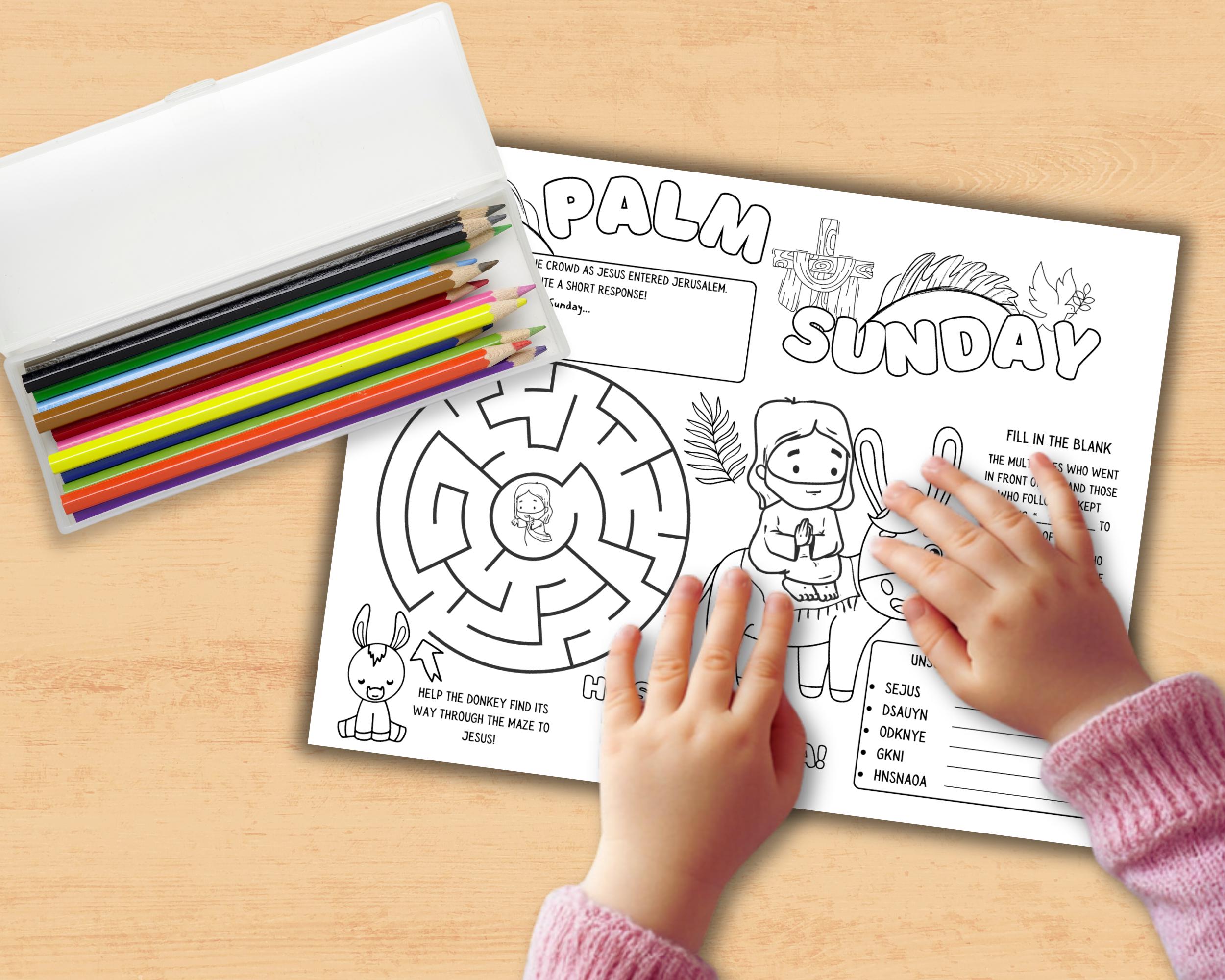 Palm Sunday Activity Placemat for Kids, Holy Week Printable, Catholic ...