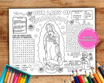 Our Lady of Guadalupe Coloring Page for Kids, Feast of Our Lady of ...