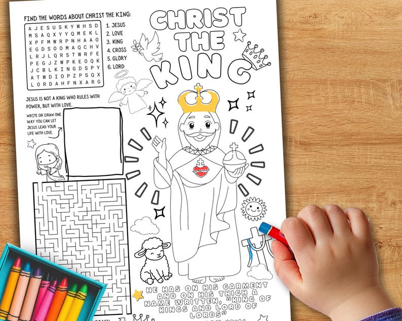 Christ the King Activity Page for Kids, Feast of Christ the King ...