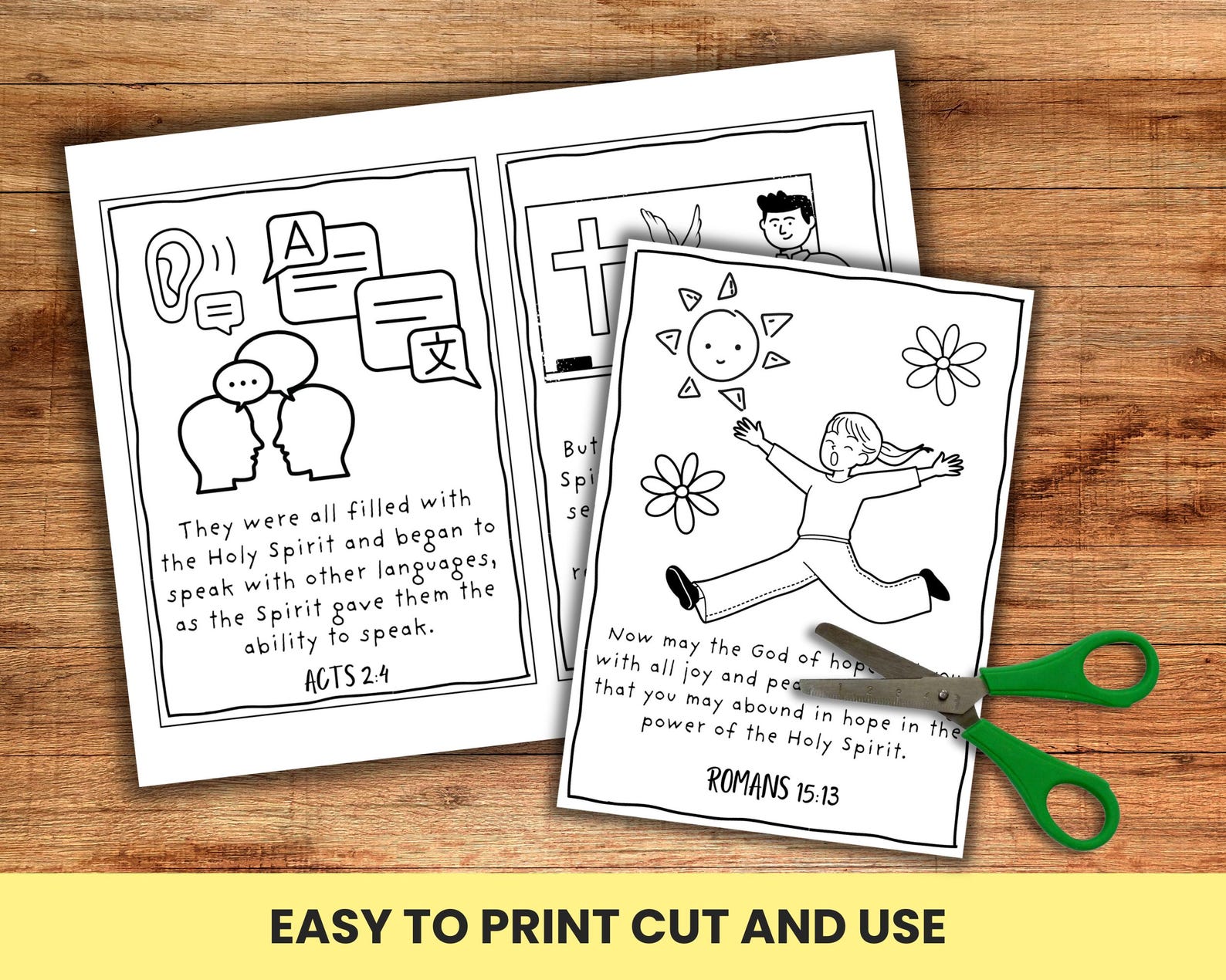 Pentecost Craft for Kids, Holy Spirit Coloring Cards and Bible Verses ...