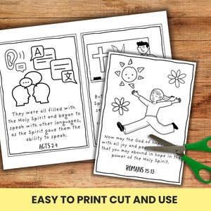 Pentecost Craft for Kids, Holy Spirit Coloring Cards and Bible Verses ...