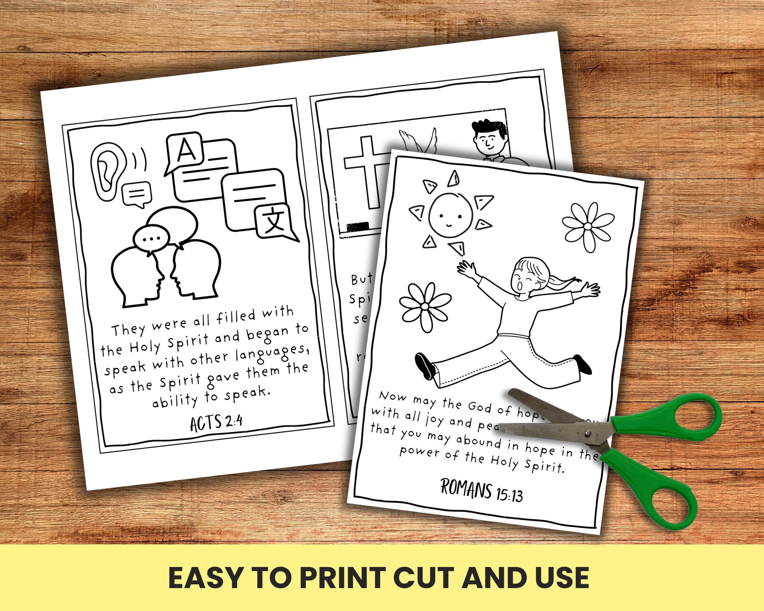 Pentecost Craft for Kids, Holy Spirit Coloring Cards and Bible Verses ...