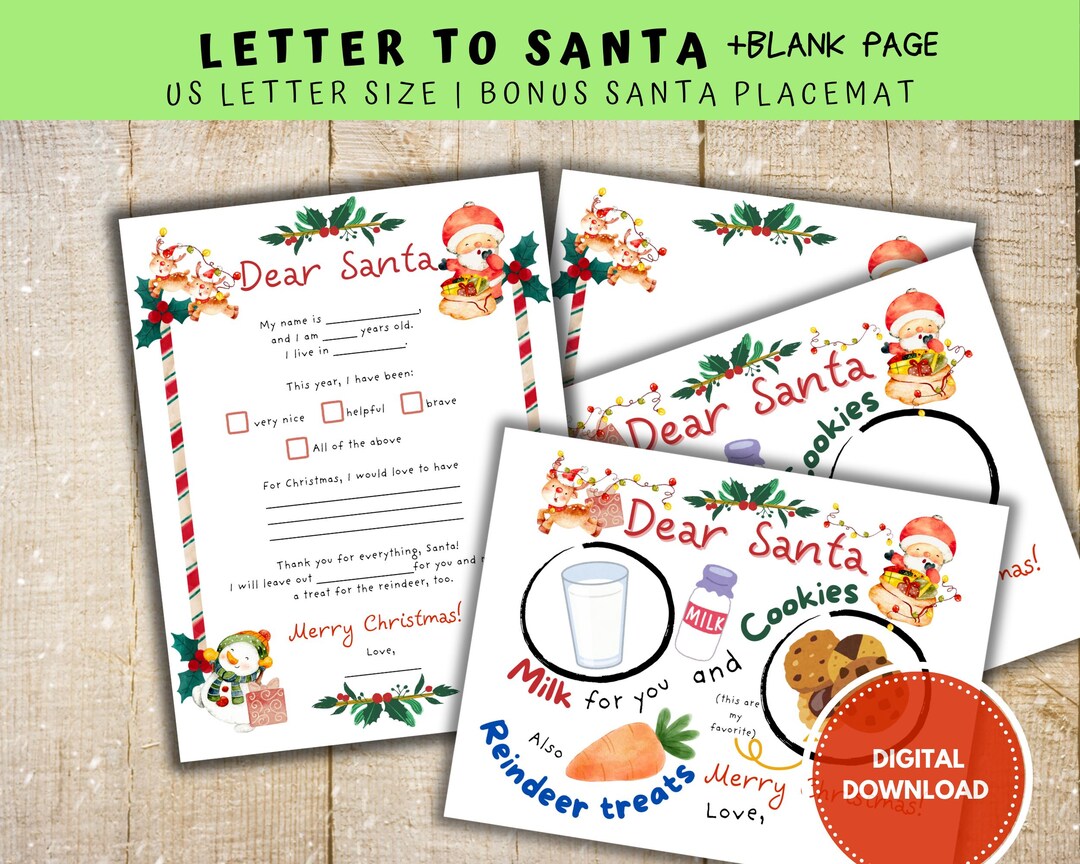 Dear Santa Letter Printable, Letter to Santa Easy to Print, Santa ...