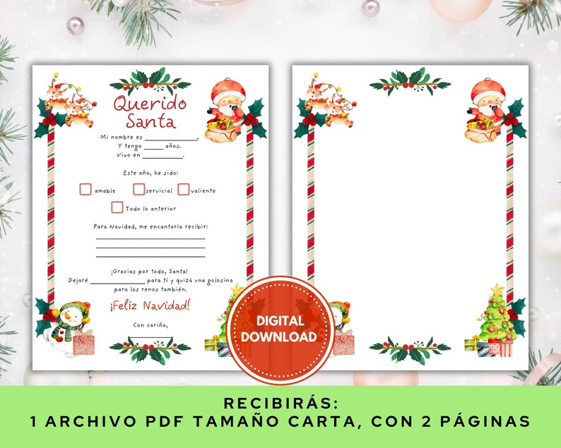 Carta Para Santa En Español, Letter to Santa Printable, Dear Santa ...