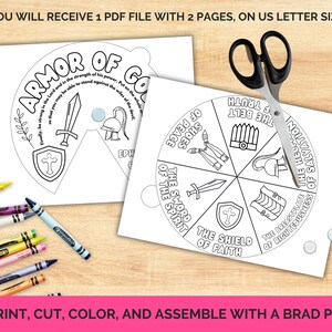 Armor of God Craft Spinner Wheel, Kids Bible Coloring Activity, Sunday ...