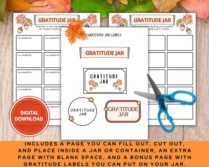 Gratitude Jar Printable: Thanksgiving DIY Activity for Kids (PDF) - Etsy