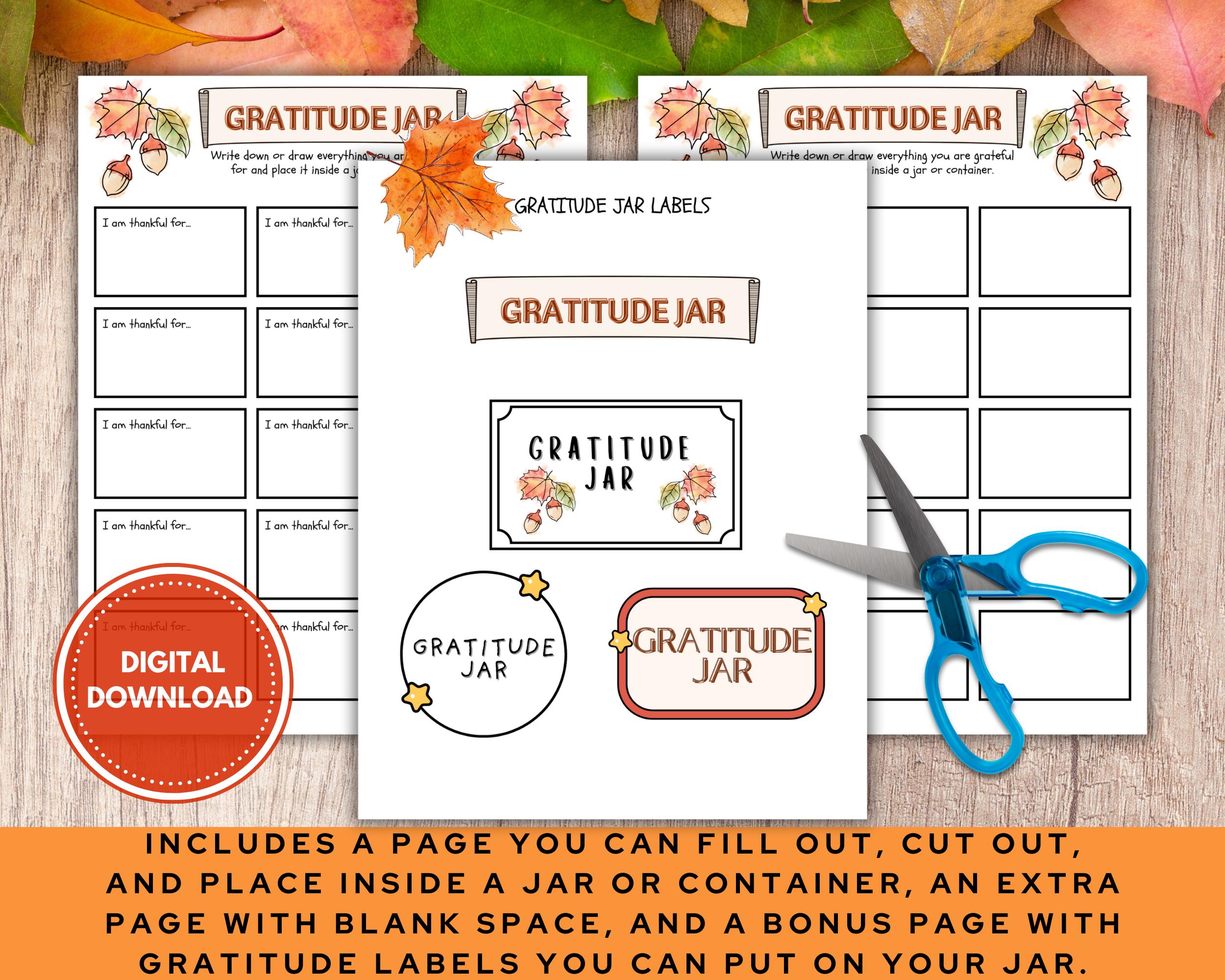 Gratitude Jar Printable: Thanksgiving DIY Activity for Kids (PDF) - Etsy