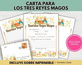 Printable Carta a Los Tres Reyes Magos / Letter to the Three Wise Men ...