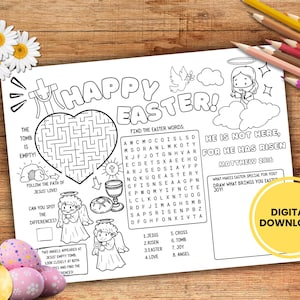 Holy Week Printable for Kids, Easter Activity Placemat for Kids, Easter ...