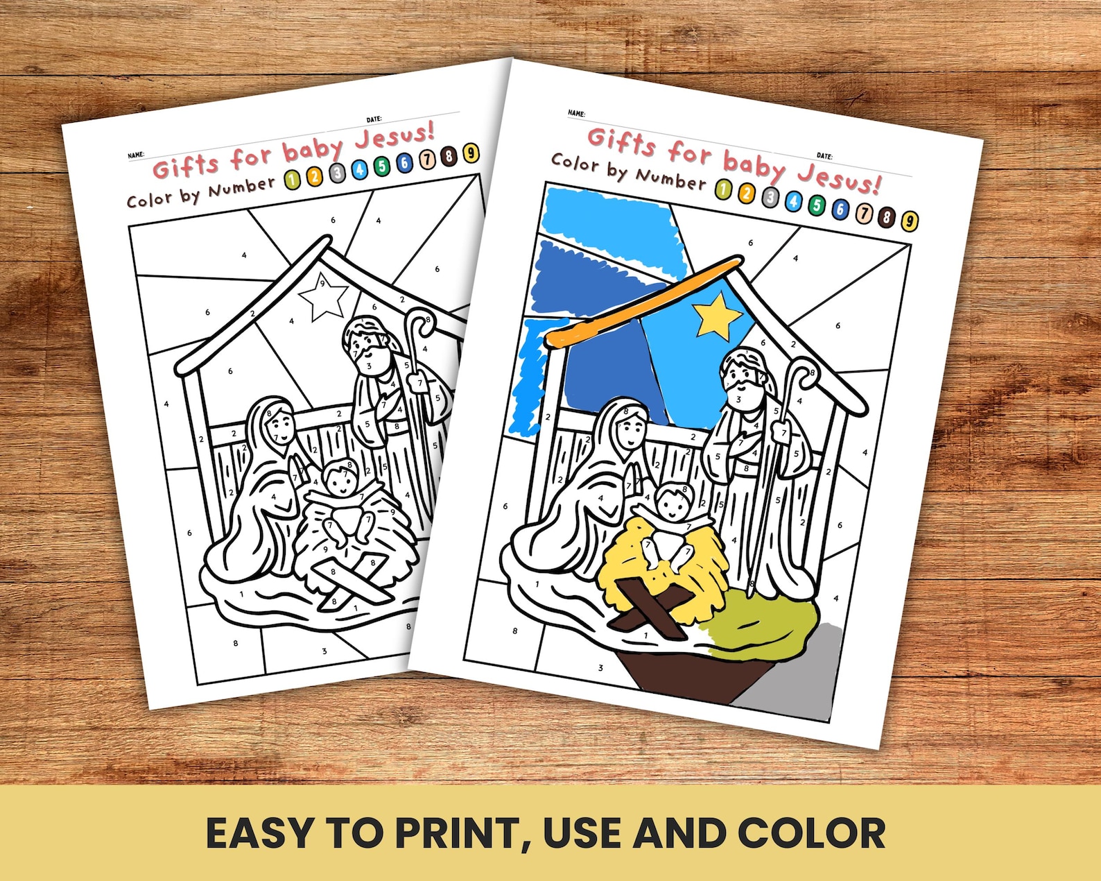 Epiphany Coloring Pages, Three Wise Men Color by Number Easy for ...