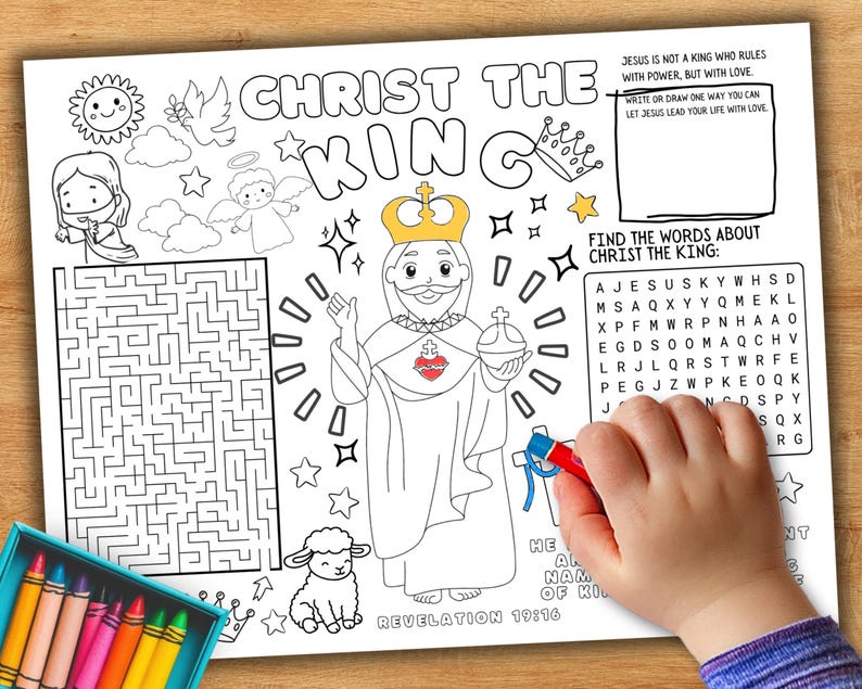 Christ the King Activity Page for Kids, Feast of Christ the King ...