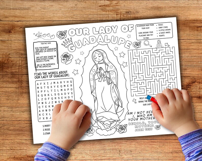 Our Lady of Guadalupe Coloring Page for Kids, Feast of Our Lady of ...