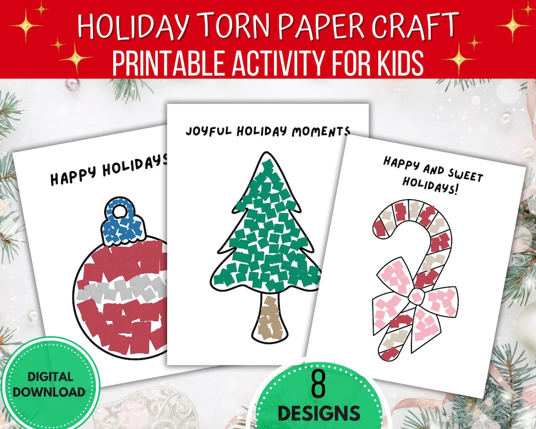 Holiday Torn Paper Preschool Craft for Kids, Christmas Tree Craft ...