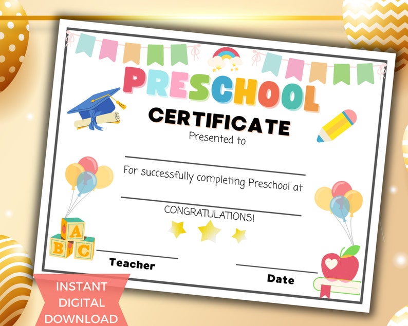 Preschool Graduation Certificate, Preschool Diploma and Awards, Last ...
