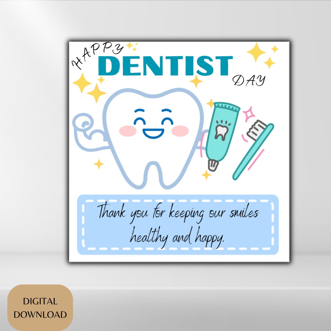 Happy Dentist Day Gift Tag, Dentist Appreciation Card, Dentist Thank You Tag, Dentist Coworker ...