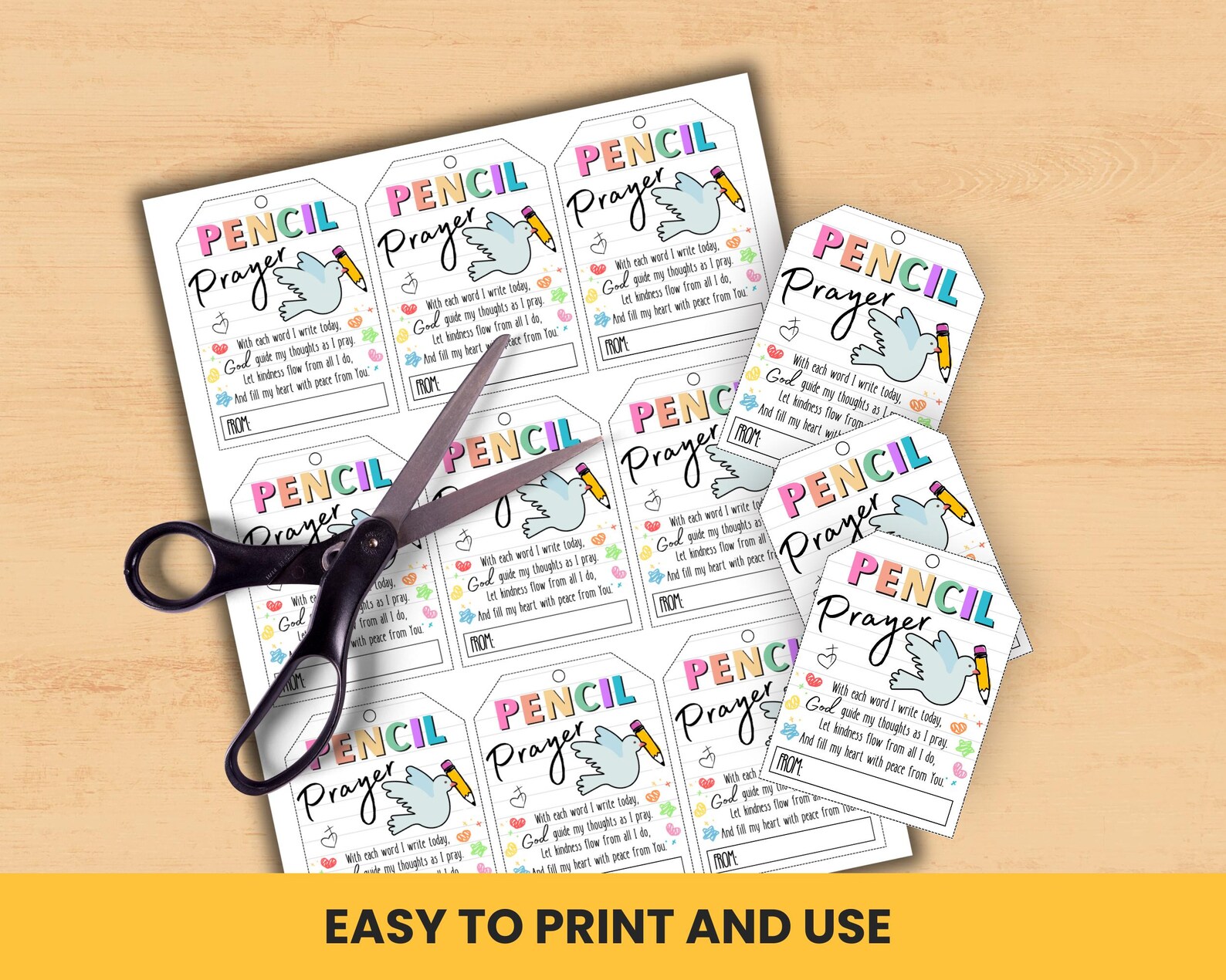 Pencil Prayer Tag, Back to School Blessings Kit, Printable First Day of ...