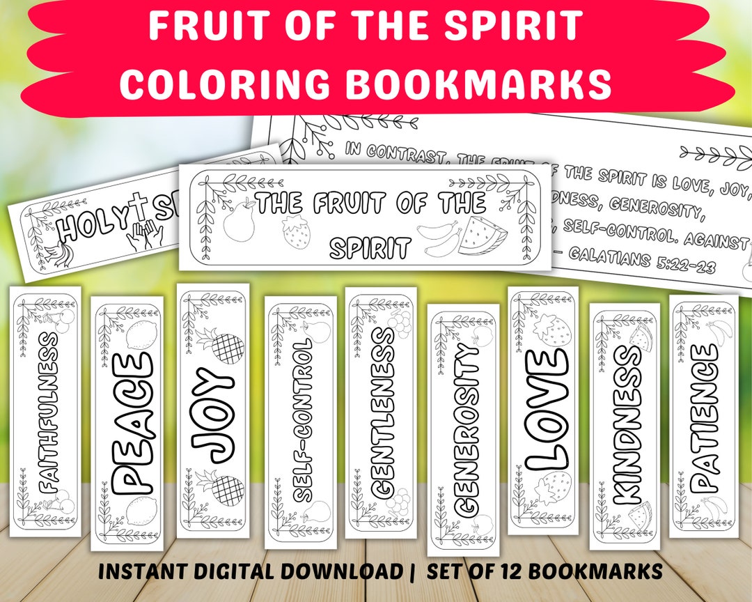 Fruits of the Spirit Coloring Bookmarks for Kids, Pentecost Sunday ...