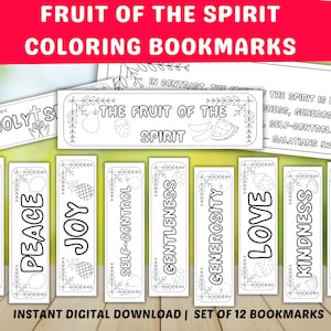 Fruits of the Spirit Coloring Bookmarks: Kids Bible Activity (PDF) - Etsy