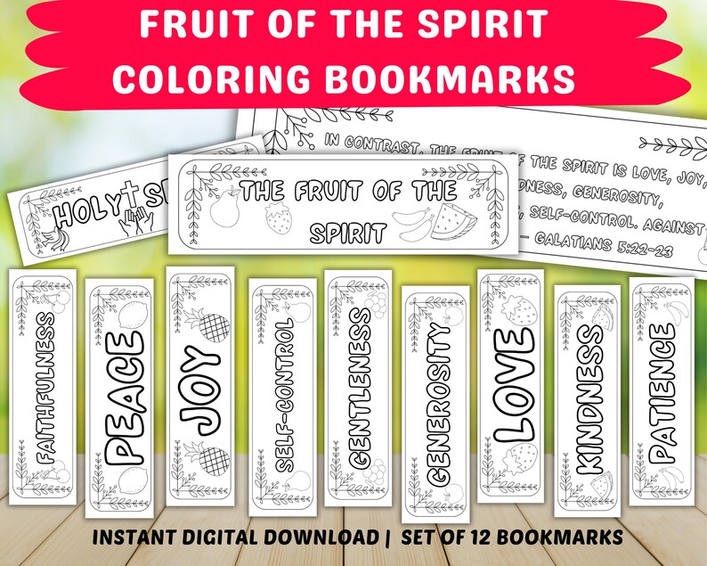 Fruits of the Spirit Coloring Bookmarks for Kids, Pentecost Sunday ...
