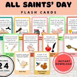 All Saints Day Digital Printable Flash Cards, Catholic Activities ...