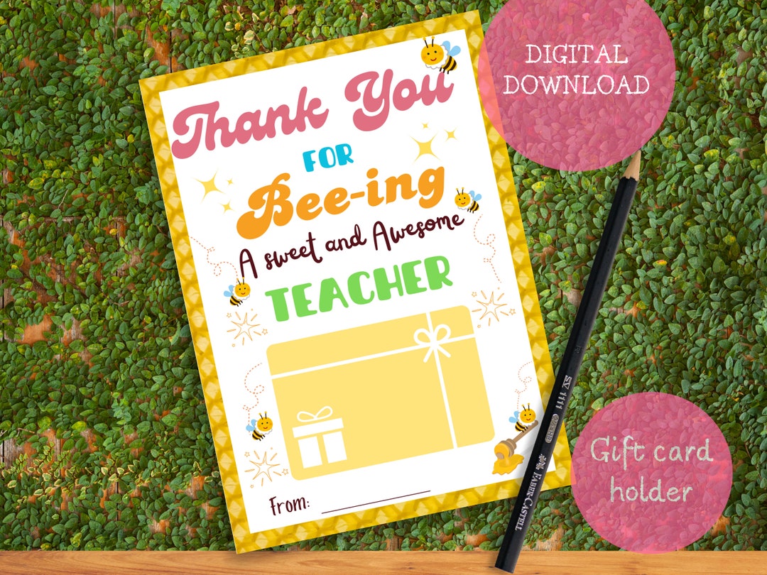 Teacher Appreciation Week Gift Card Holder, Bee Theme Teacher ...
