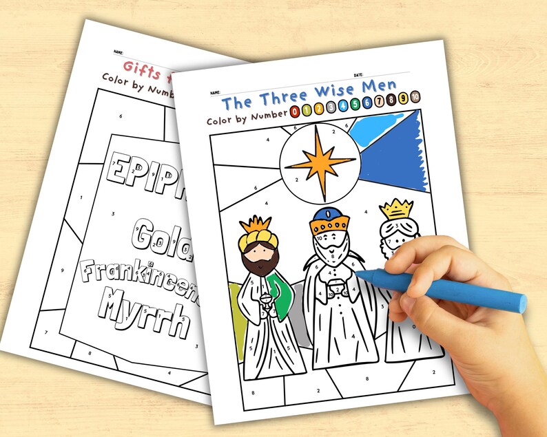 Epiphany Coloring Pages, Three Wise Men Color by Number Easy for ...