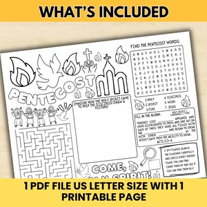 Pentecost Activity Placemat, Printable Sunday School Coloring Page for Kids, Holy Spirit Bible ...