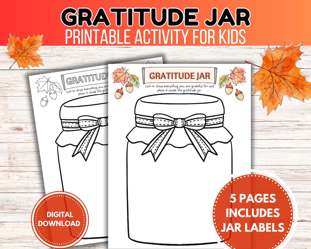 Gratitude Jar Printable: Thanksgiving DIY Activity for Kids (PDF) - Etsy