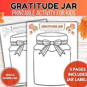 Gratitude Jar Printable: Thanksgiving DIY Activity for Kids (PDF) - Etsy