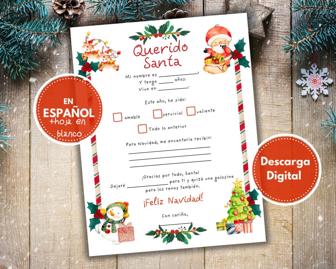 Carta Para Santa En Español, Letter to Santa Printable, Dear Santa ...