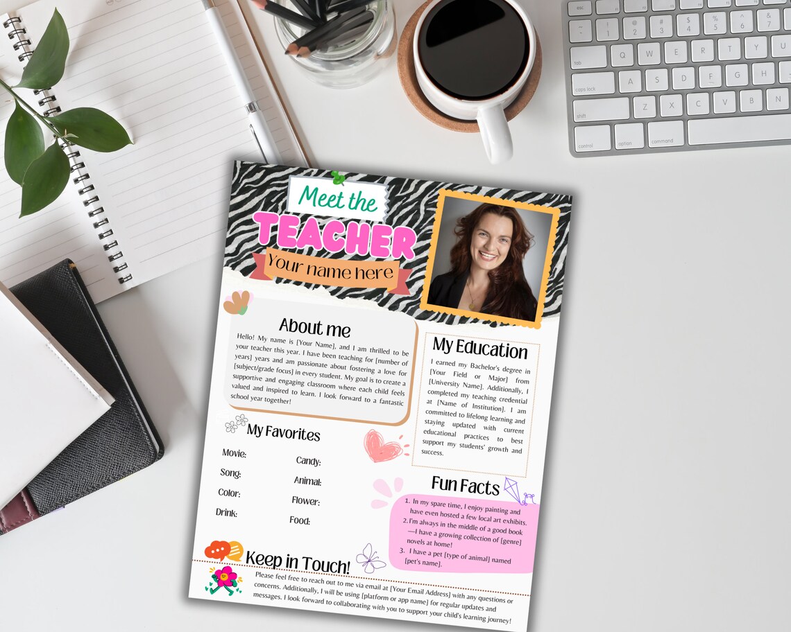 Zebra Print Meet the Teacher Template: Editable Welcome Letter (canva ...