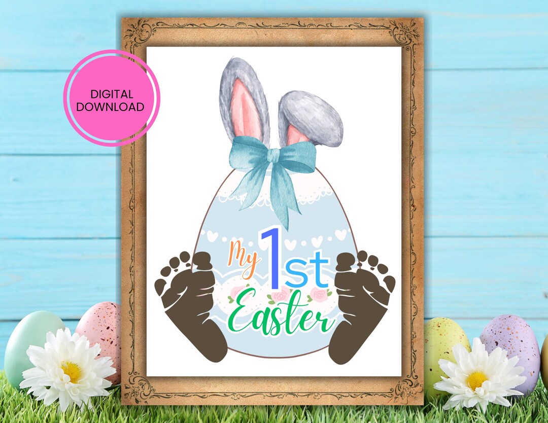 My First Easter Footprint Art, Coquette Easter Footprint Art, Bunny ...