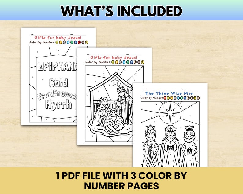 Epiphany Coloring Pages, Three Wise Men Color by Number Easy for ...