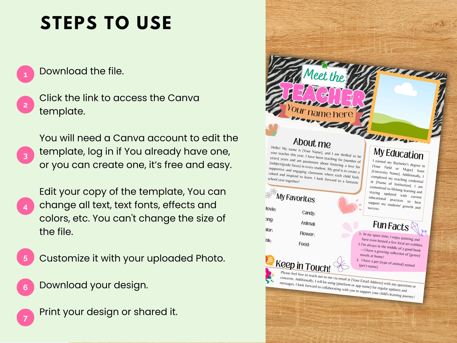 Zebra Print Meet the Teacher Template: Editable Welcome Letter (canva ...