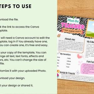 Zebra Print Meet the Teacher Template: Editable Welcome Letter (canva ...