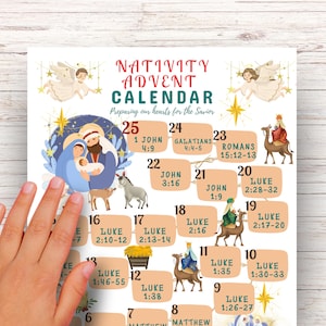 Printable Advent Calendar, Bible Verse Nativity Advent Scripture ...
