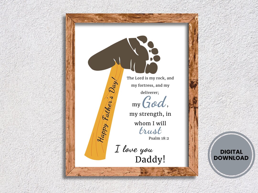 Father’s Day Hammer Footprint Art With Bible Verse, Printable Bible ...