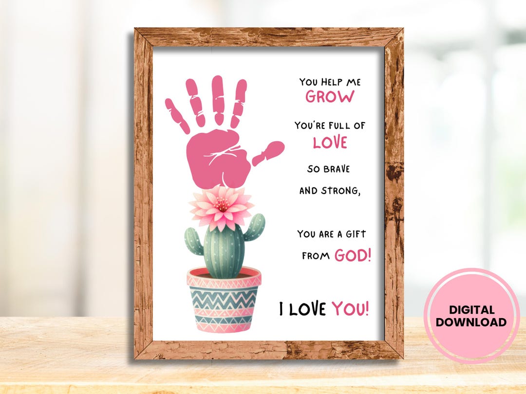 Mother's Day Handprint Poem Craft, Mom Handprint Art, Printable Cactus ...