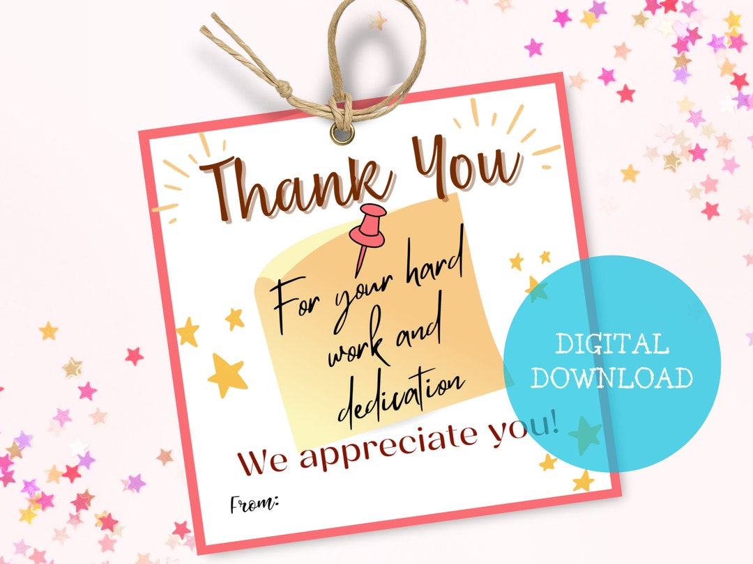 Thank You Gift Tags, Administrative Day Gift Tag, Employee Appreciation ...